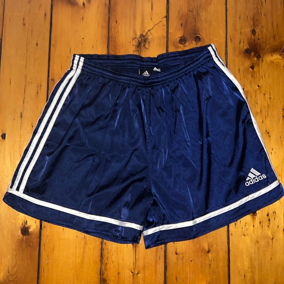 adidas | Shorts | Vintage Adidas Navy Blue Soccer Shorts L 3 Stripes 0s ...